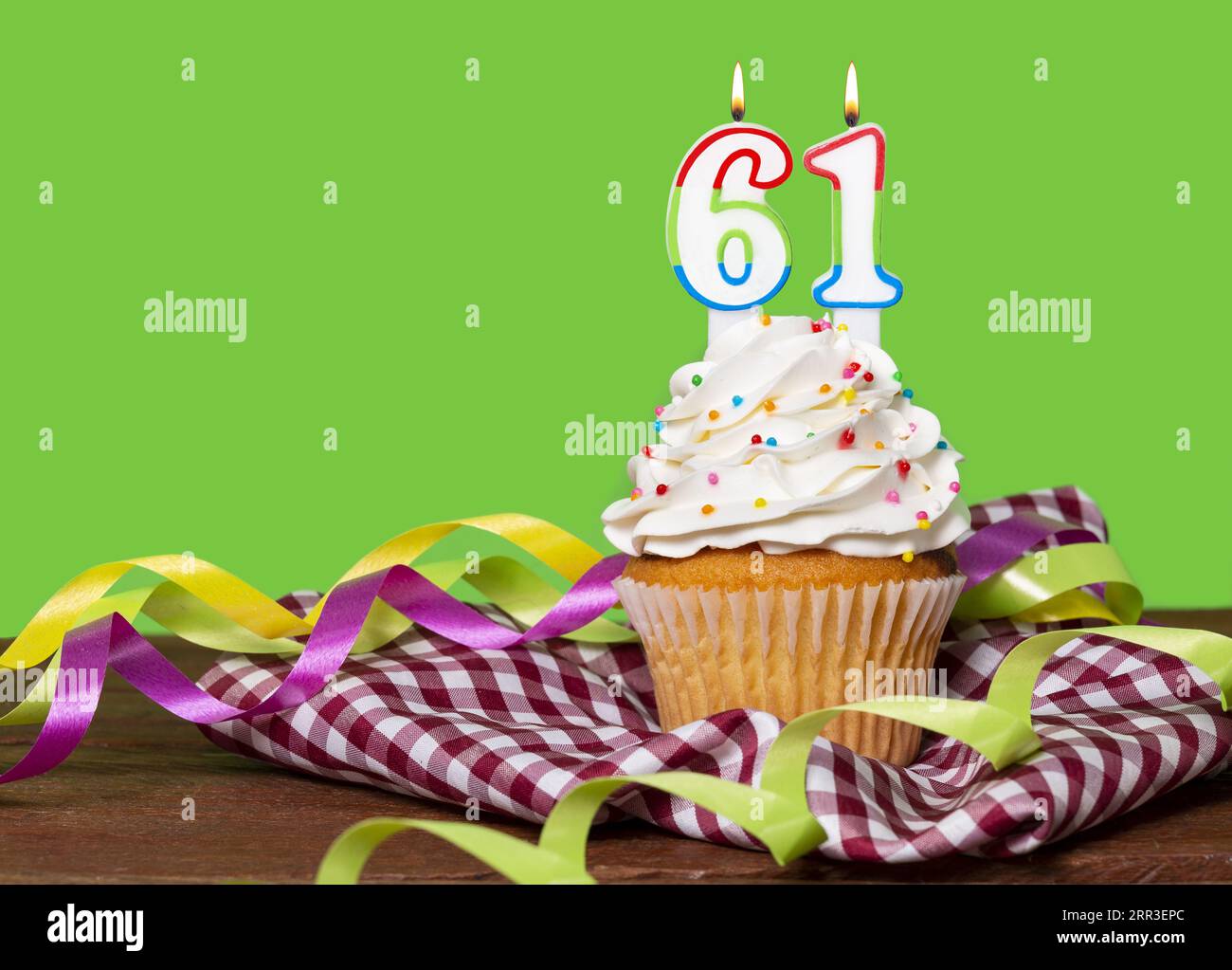 Cupcake With Number For Birthday Or Anniversary Celebration; Number 61 ...