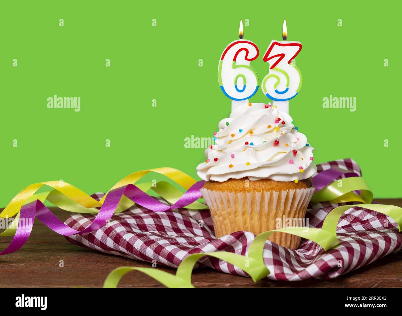 Cupcake With Number For Birthday Or Anniversary Celebration; Number 63 ...