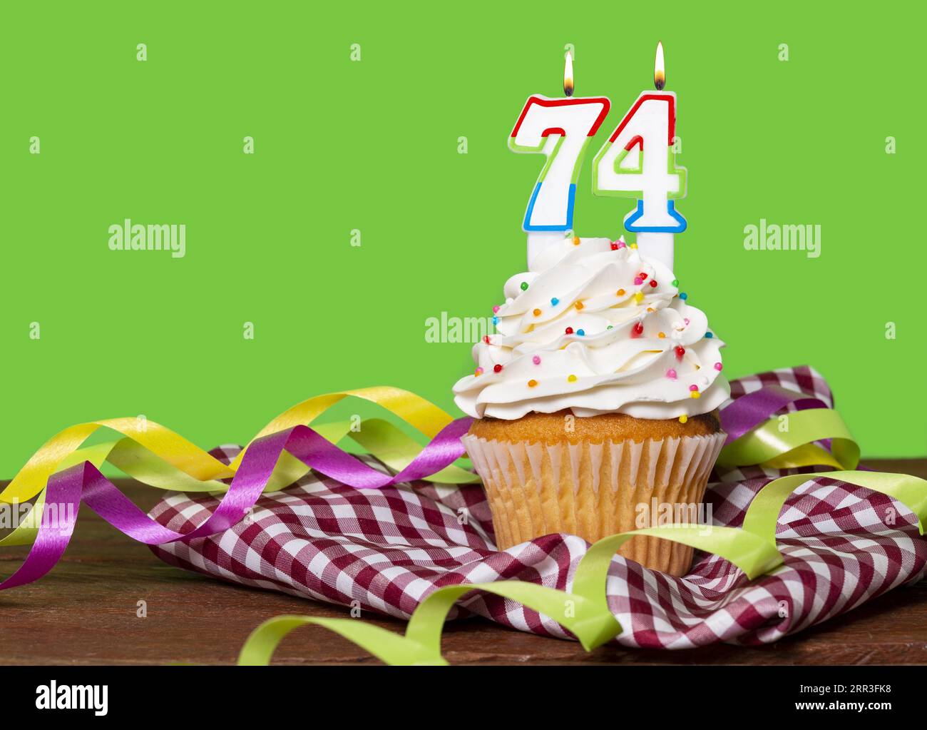 Cupcake With Number For Birthday Or Anniversary Celebration; Number 74 ...