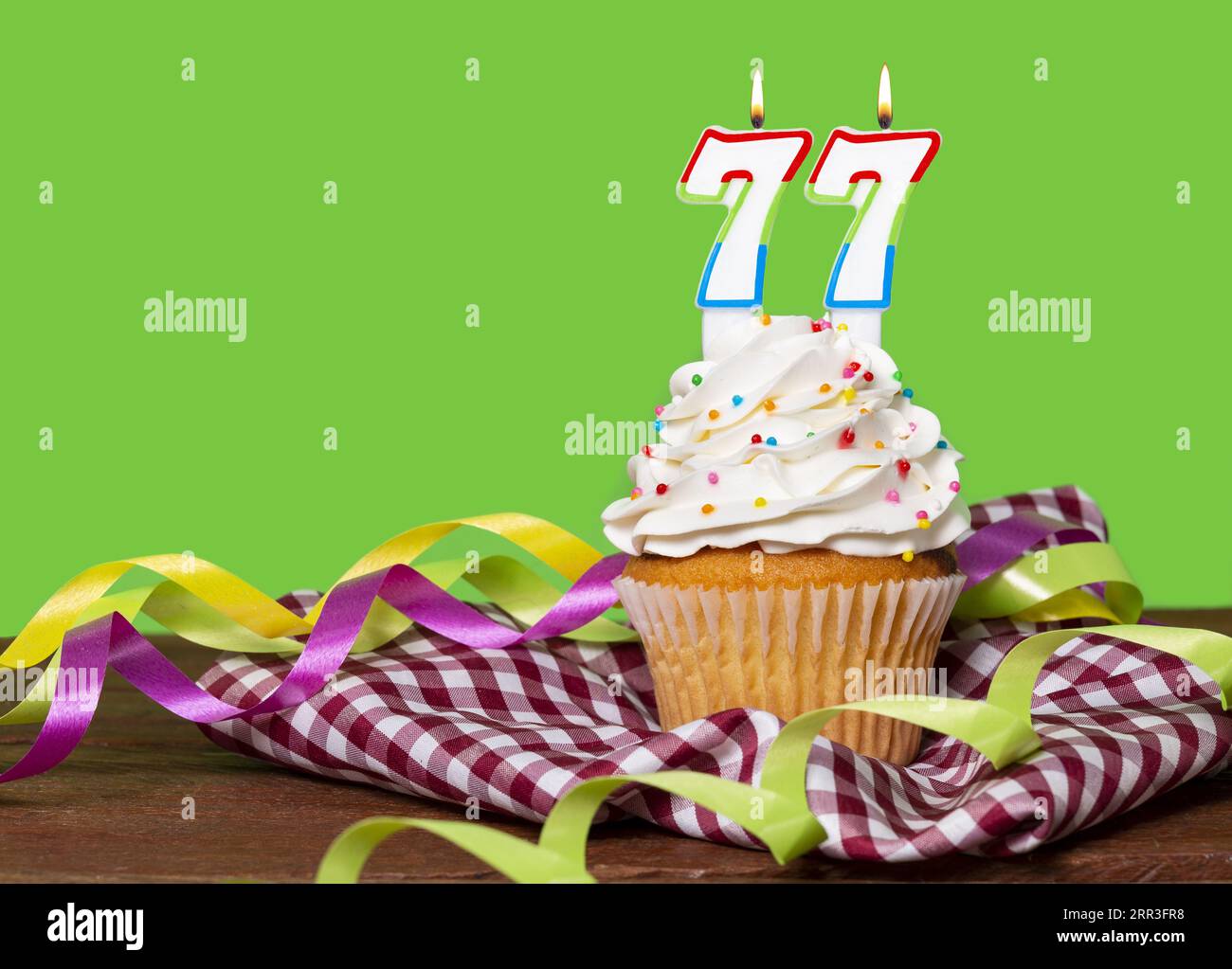 Cupcake With Number For Birthday Or Anniversary Celebration; Number 77 ...