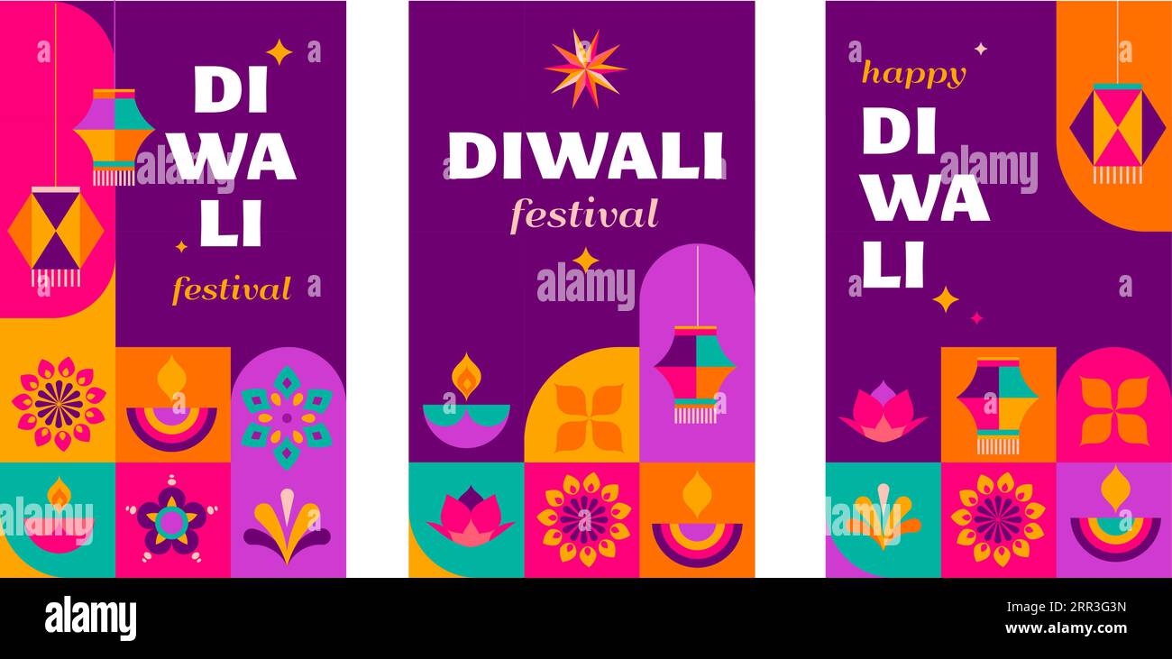 Happy Diwali, festival of light. Modern geometric minimalist design ...