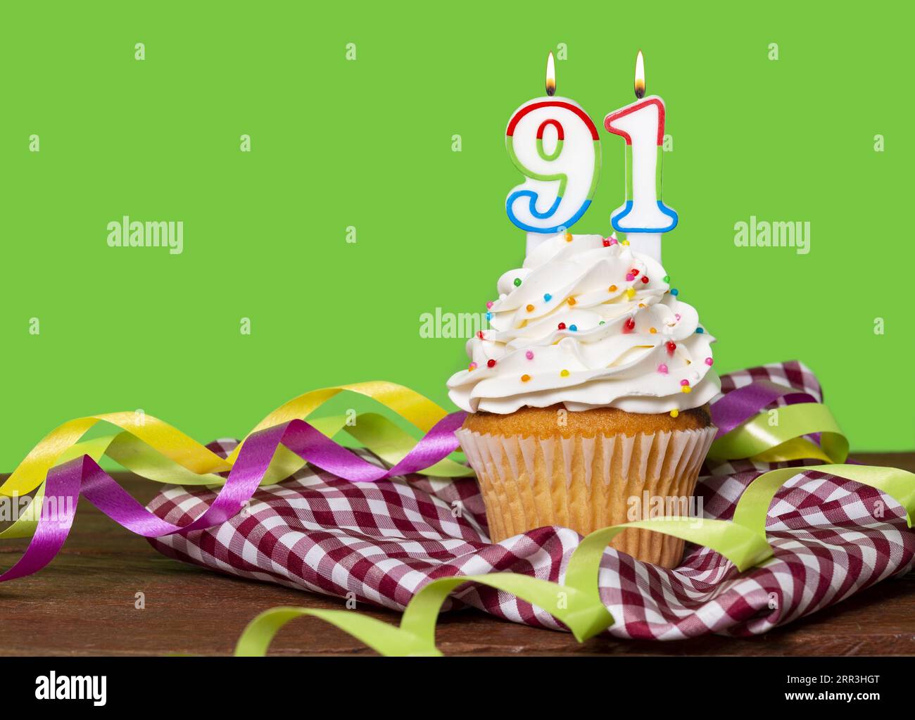 Cupcake With Number For Birthday Or Anniversary Celebration; Number 91 ...