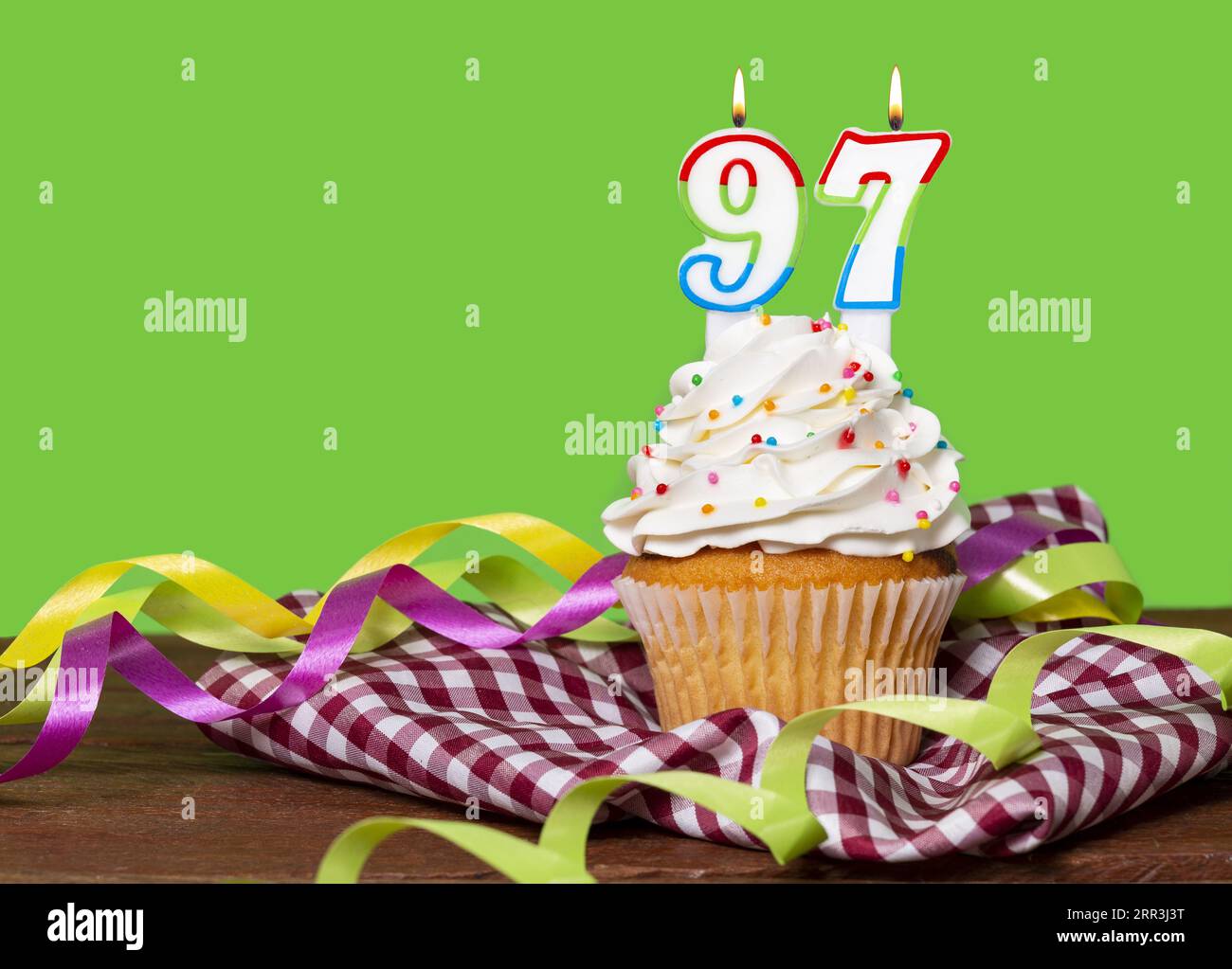 Cupcake With Number For Birthday Or Anniversary Celebration; Number 97 ...
