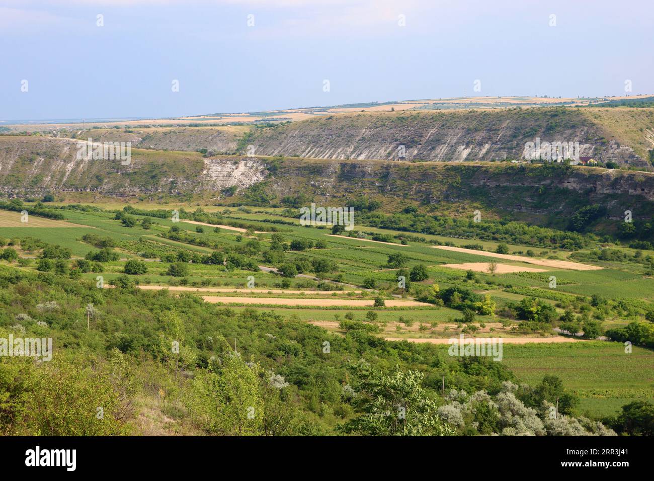 View of the valley between the hills in Old Orhei archaeological park ...