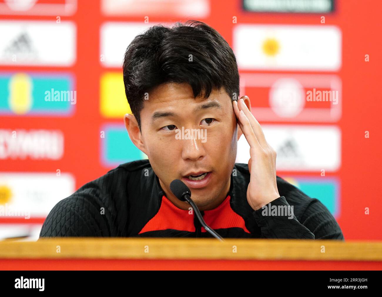 South Korea's Son Heung-Min during a press conference at the Cardiff ...