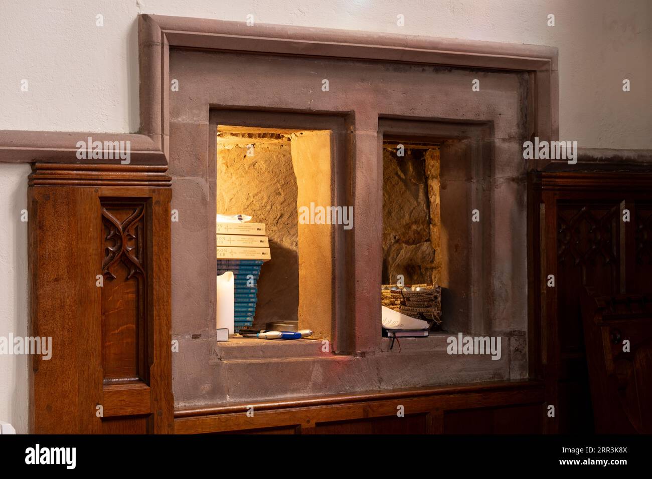 The piscina, All Saints Church, Allesley, West Midlands, England, UK ...