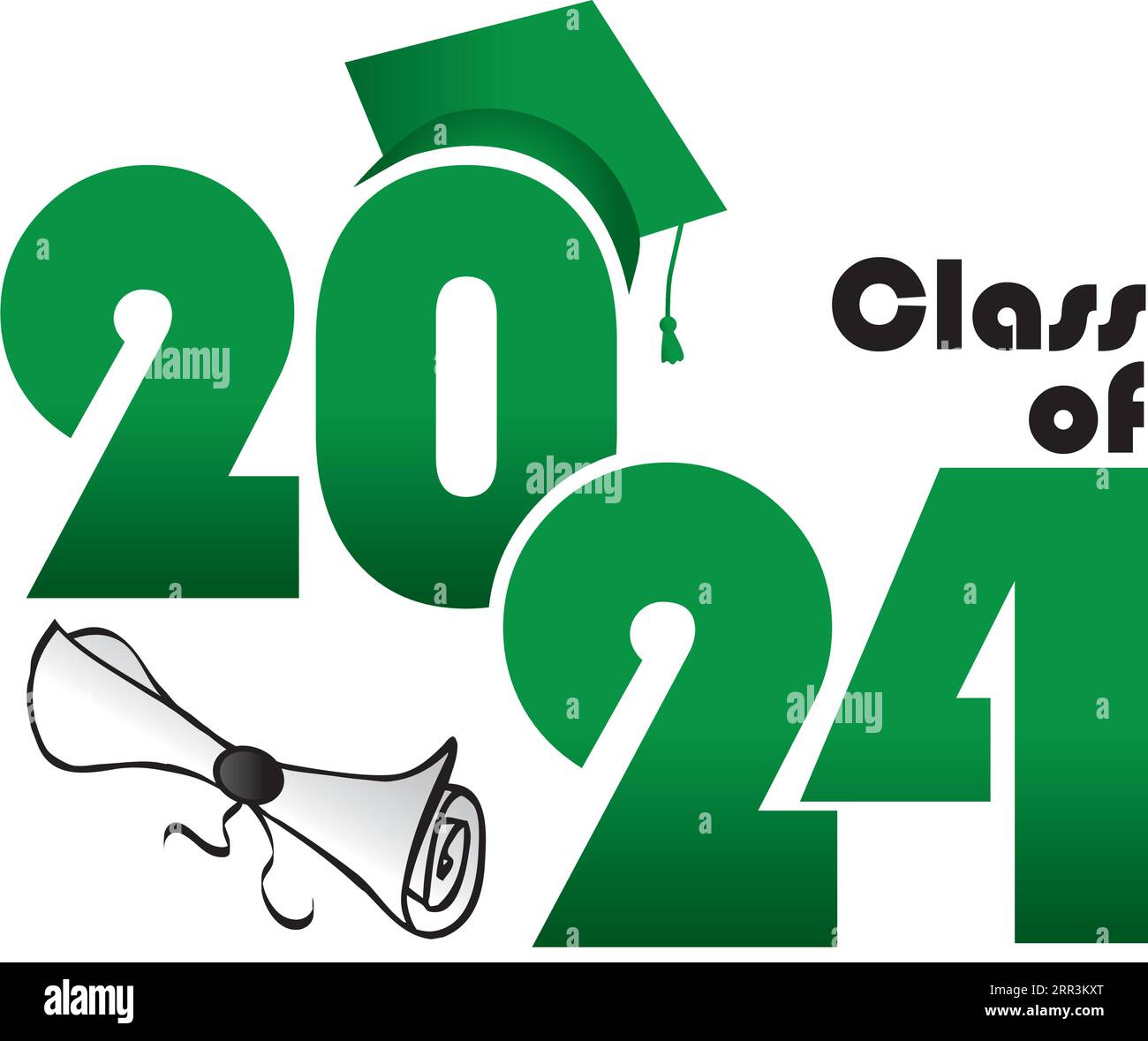 Green Class of 2024 with diploma and hat stacked Stock Vector Image ...