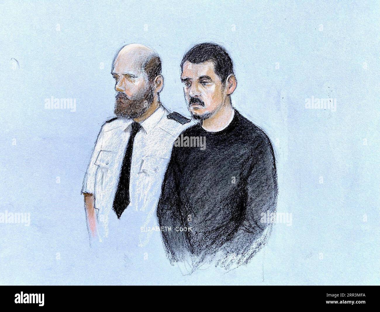 Court artist drawing by Elizabeth Cook of Zak O'Neill, 21, at Bristol ...