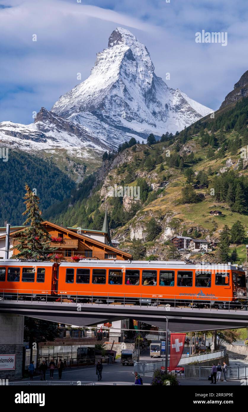 View of the Matterhorn from Zermatt, Canton of Valais, Switzerland ...