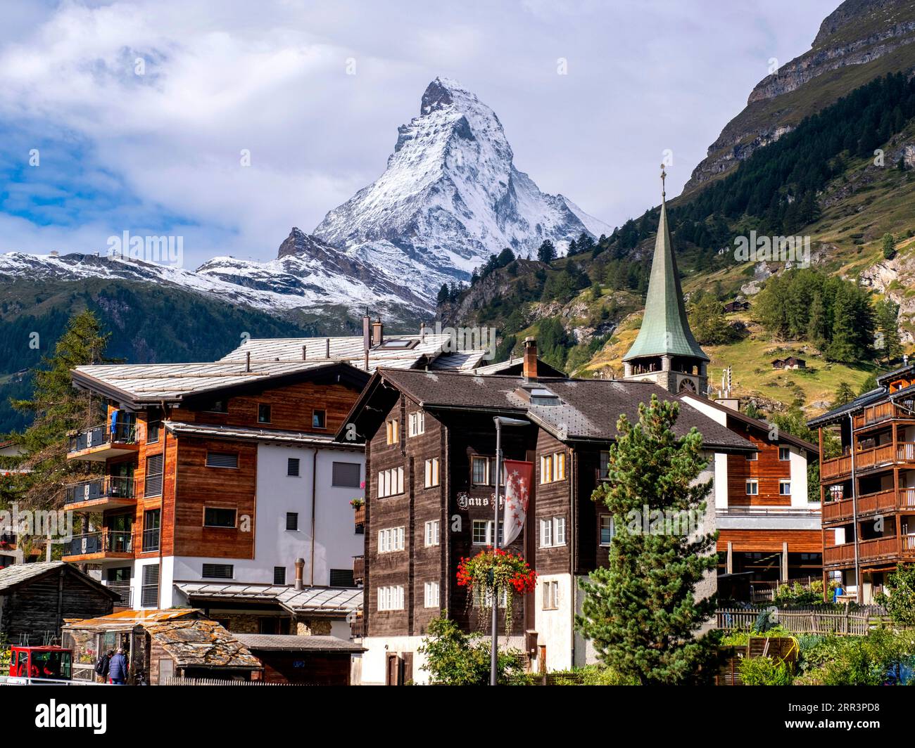 View of the Matterhorn from Zermatt, Canton of Valais, Switzerland ...