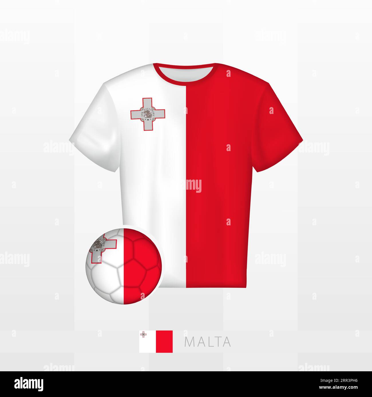 Football uniform of national team of Malta with football ball with flag ...