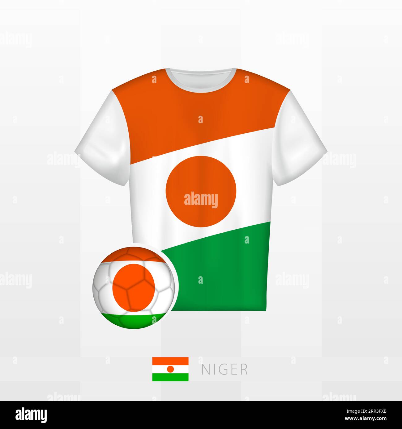 Football uniform of national team of Niger with football ball with flag ...