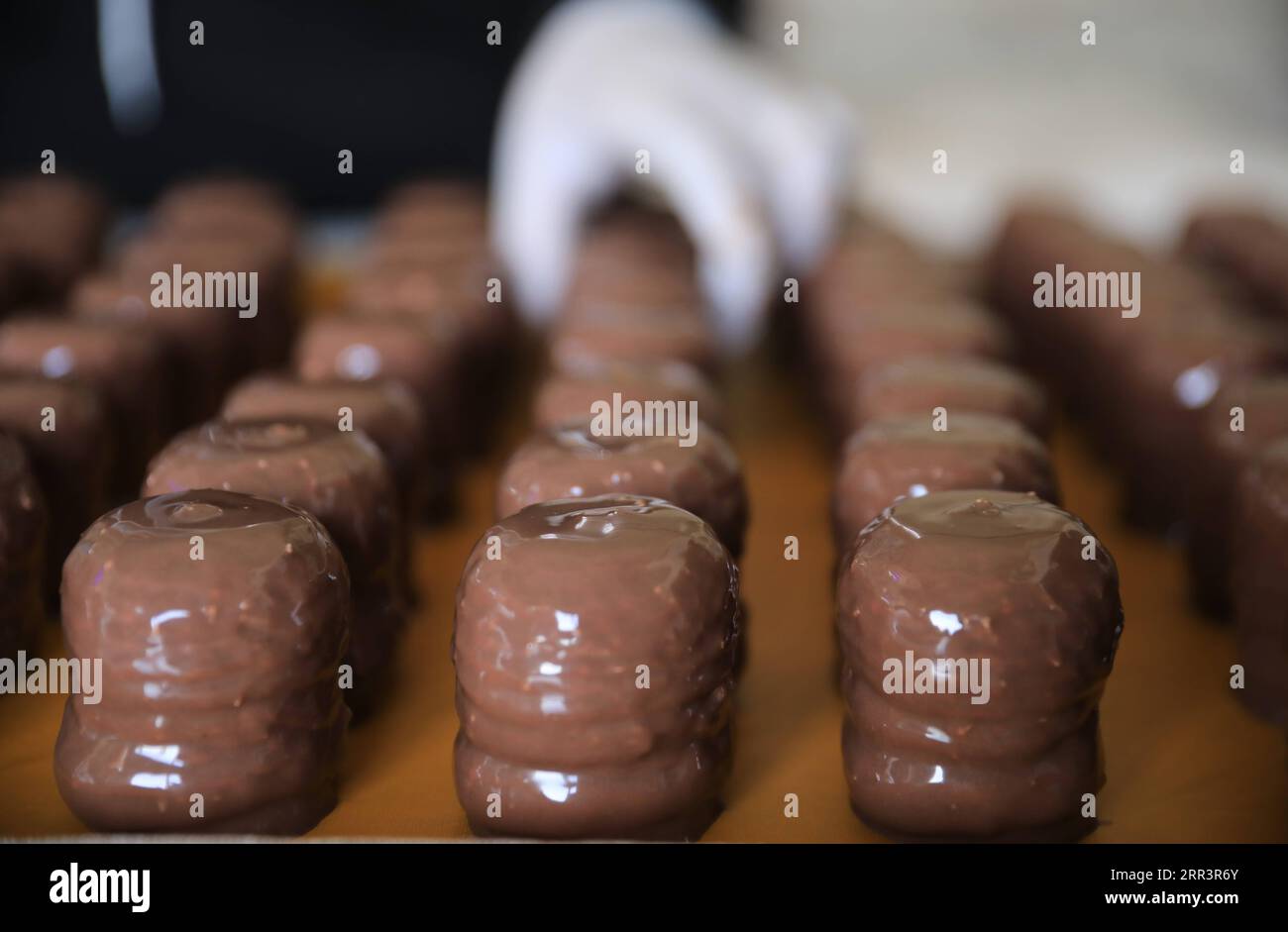 201109 -- HEBRON, Nov. 9, 2020 -- A Palestinian worker makes chocolate ...