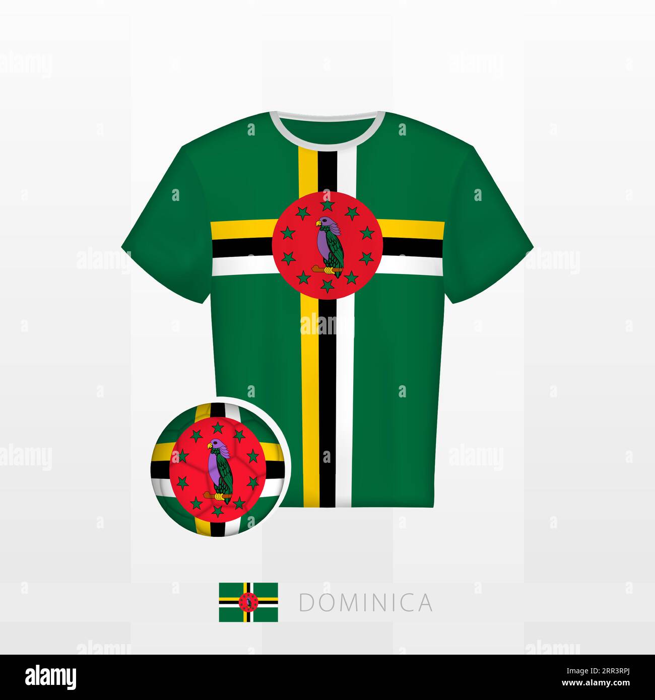 Football uniform of national team of Dominica with football ball with ...