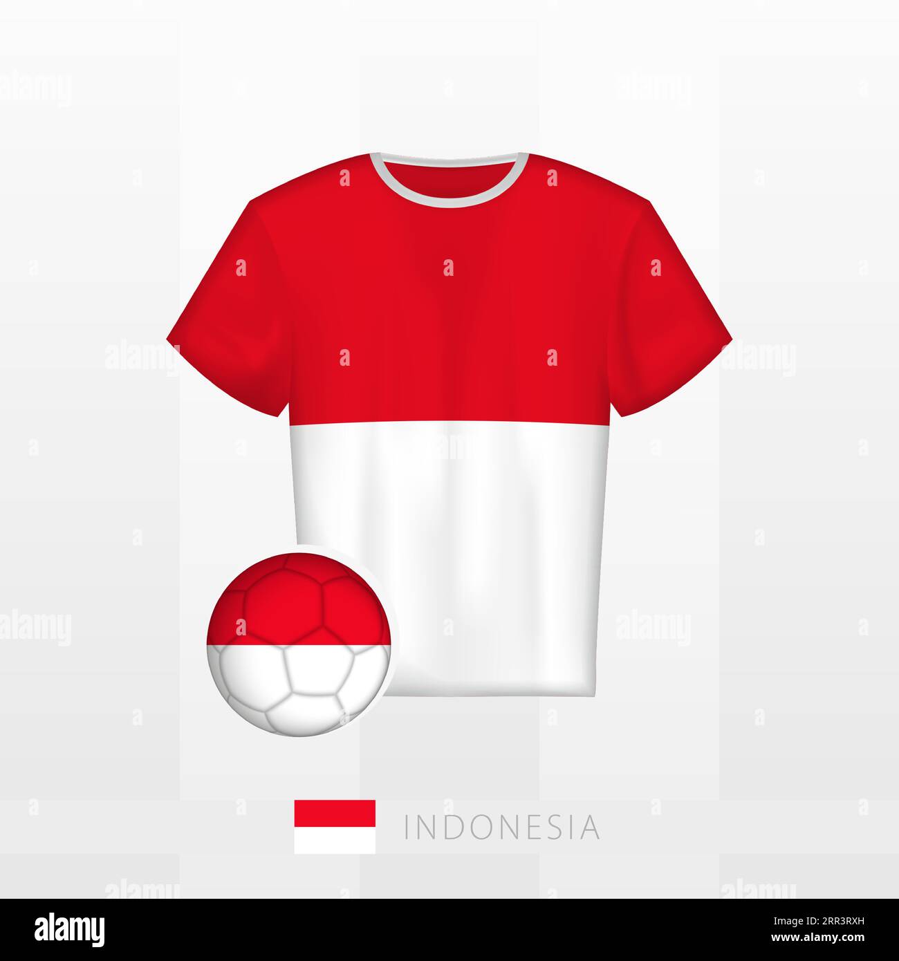 Football uniform of national team of Indonesia with football ball with ...