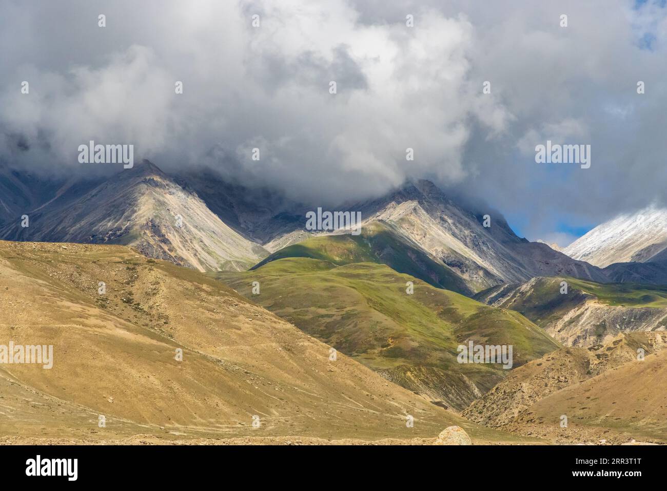 Dark Clouds HImalayan Mountains and Road to Korala Border between Tibet ...