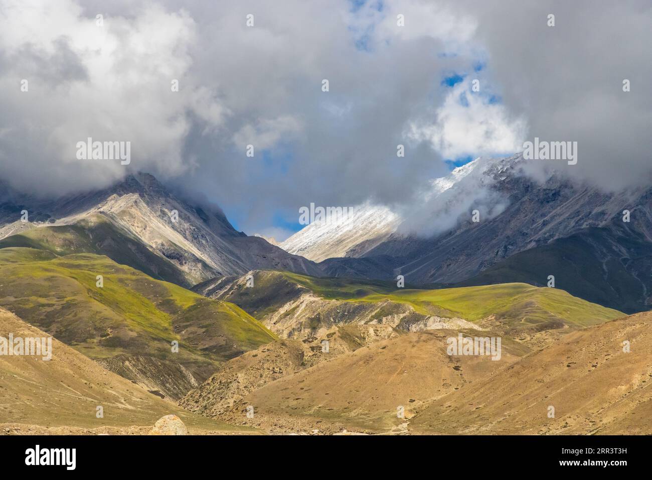 Dark Clouds HImalayan Mountains and Road to Korala Border between Tibet ...