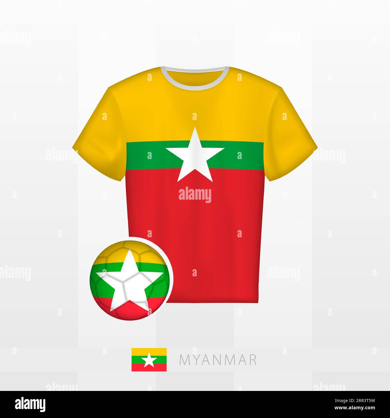 Football uniform of national team of Myanmar with football ball with ...