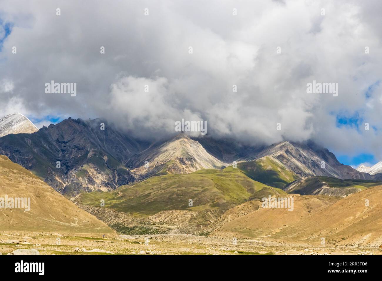 Dark Clouds HImalayan Mountains and Road to Korala Border between Tibet ...