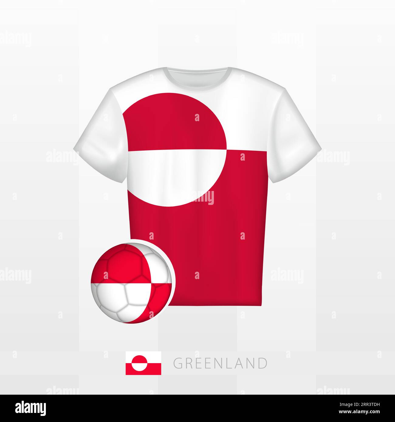 Football uniform of national team of Greenland with football ball with ...