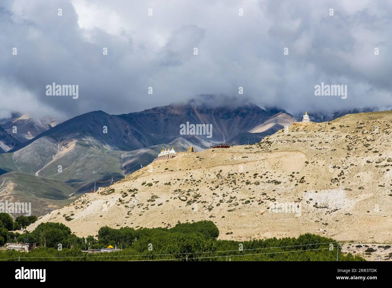Dark Clouds HImalayan Mountains and Road to Korala Border between Tibet ...