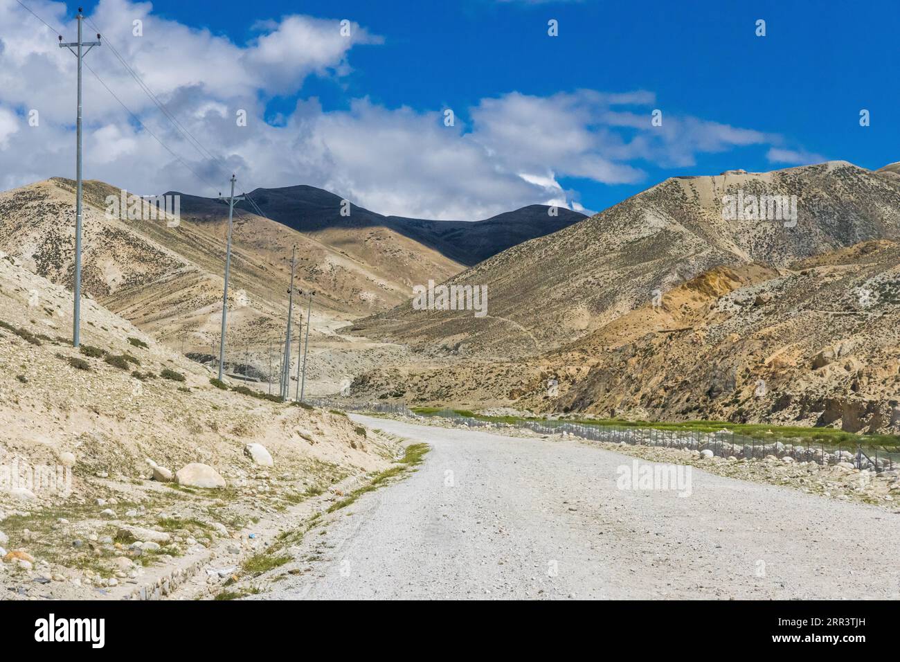 Dark Clouds HImalayan Mountains and Road to Korala Border between Tibet ...