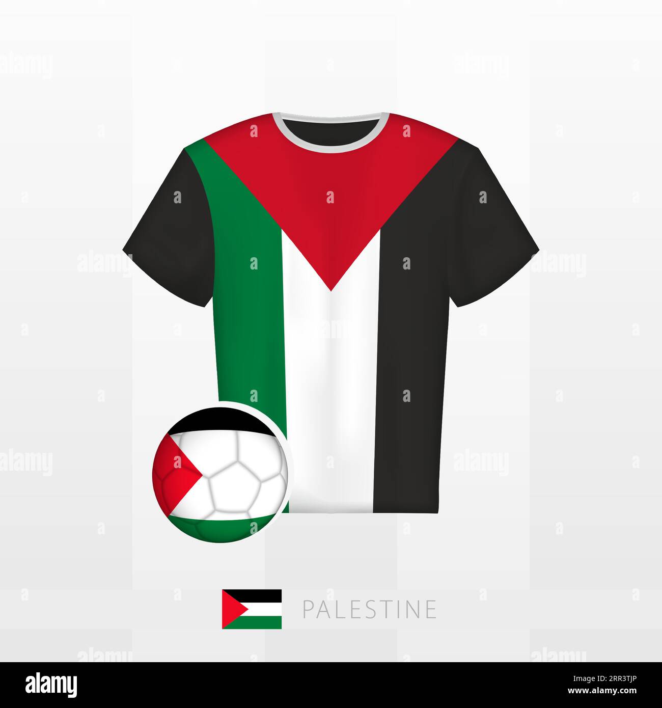 Football uniform of national team of Palestine with football ball with ...