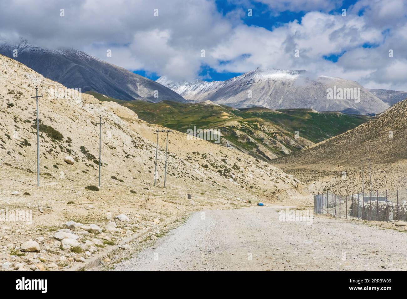 Dark Clouds HImalayan Mountains and Road to Korala Border between Tibet ...