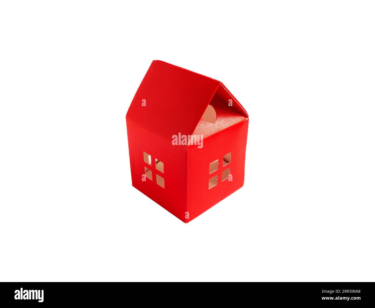 Little red house made of paper isolated on white background Stock Photo ...