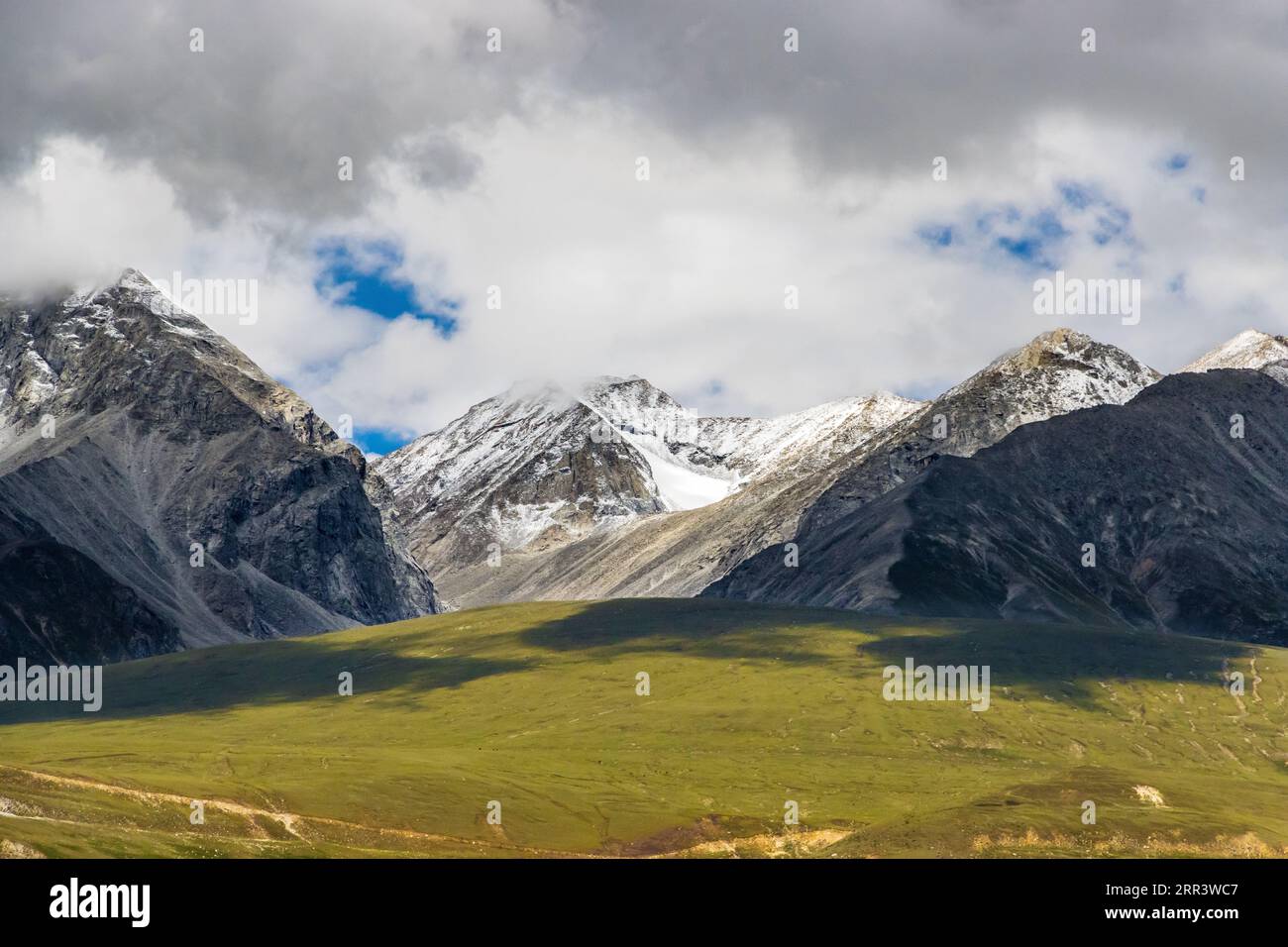 Dark Clouds HImalayan Mountains and Road to Korala Border between Tibet ...