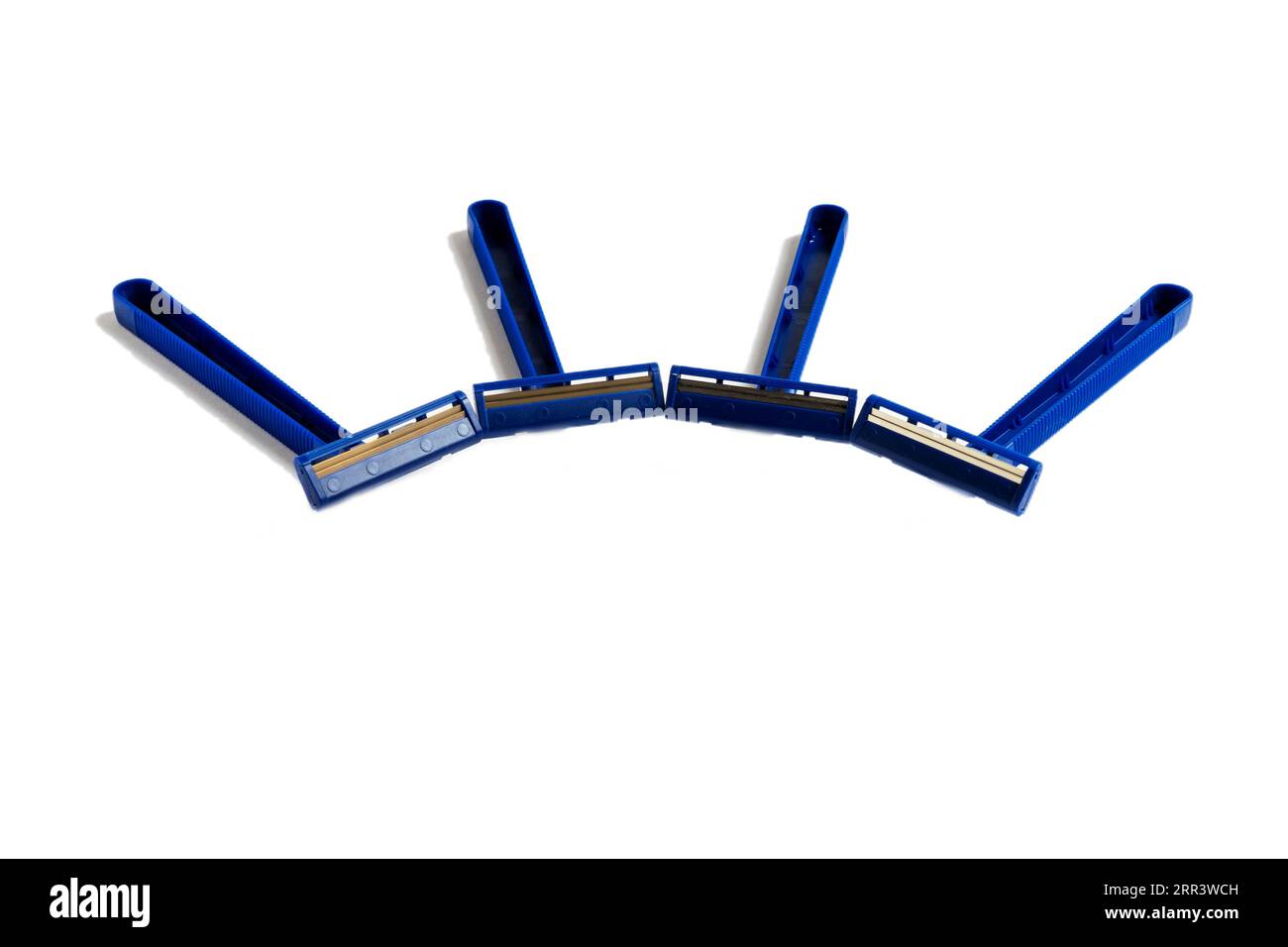 Non-permanent blue plastic shaving machine isolated on white background ...