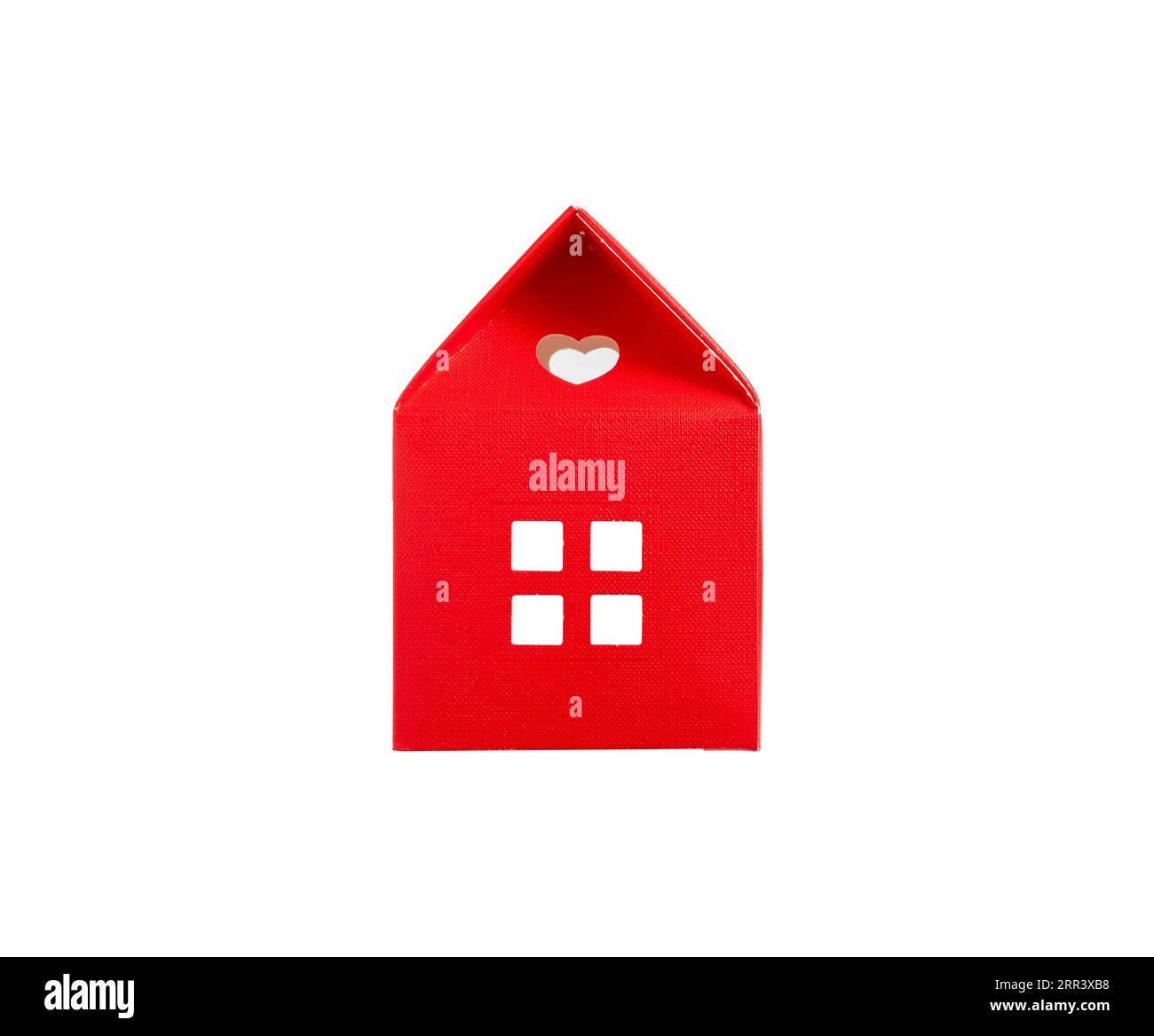 Little red house made of paper isolated on white background Stock Photo ...