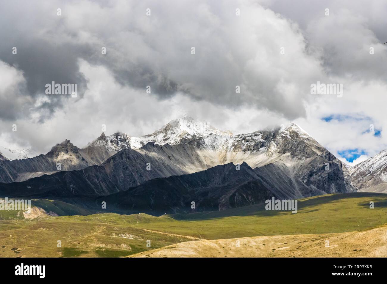 Dark Clouds HImalayan Mountains and Road to Korala Border between Tibet ...