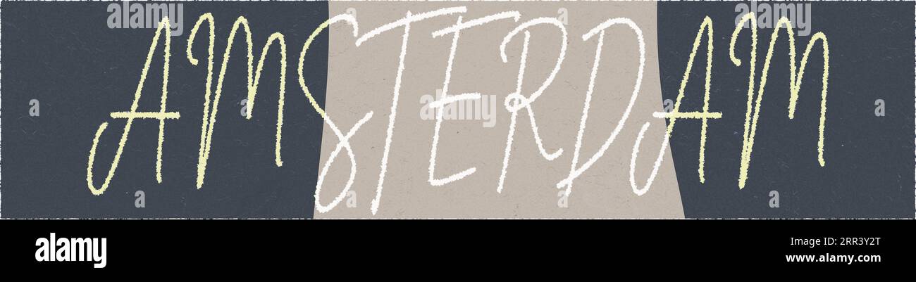 Graphic with lettering of the netherlands city AMSTERDAM in handwriting ...