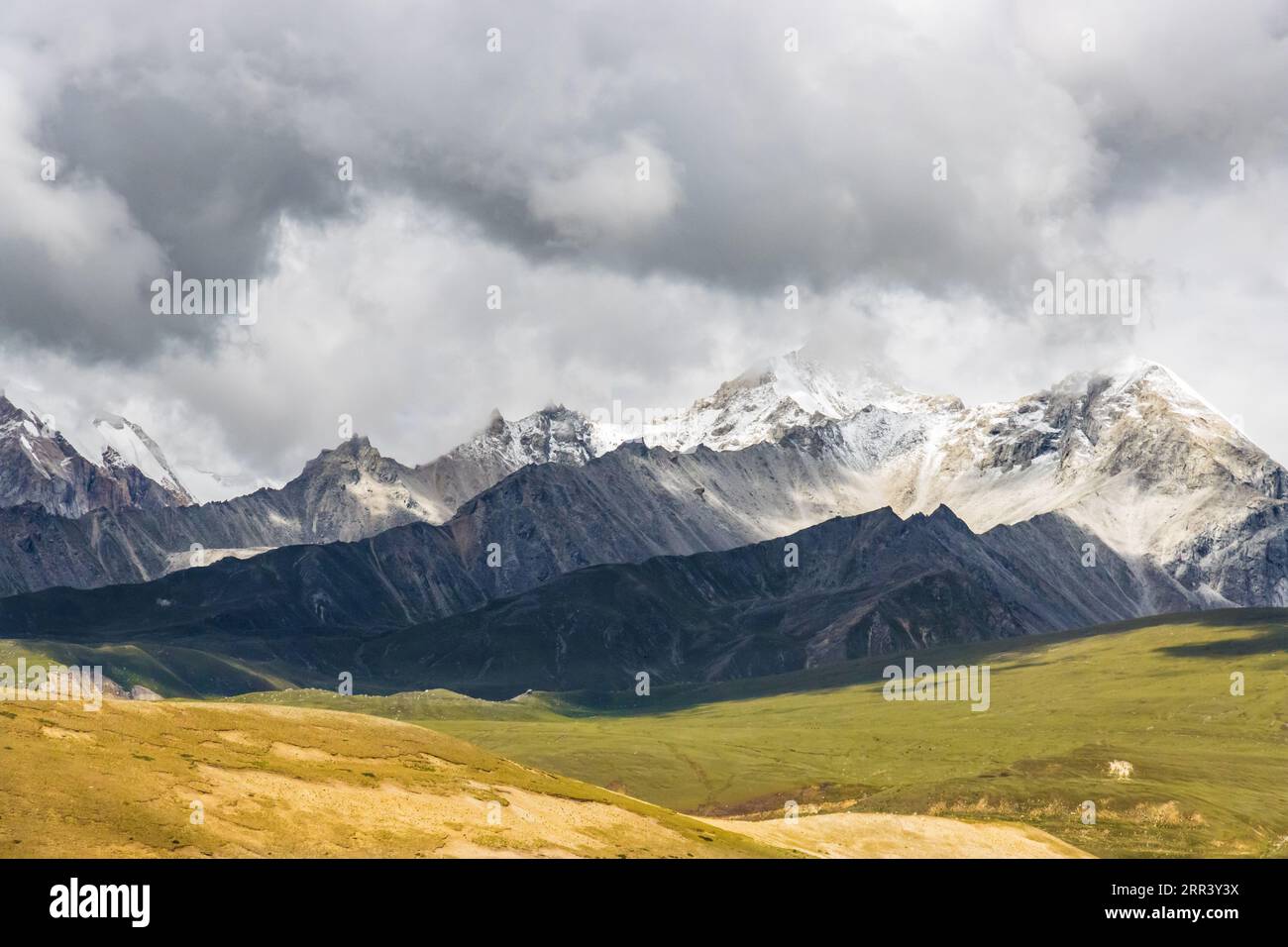 Dark Clouds HImalayan Mountains and Road to Korala Border between Tibet ...