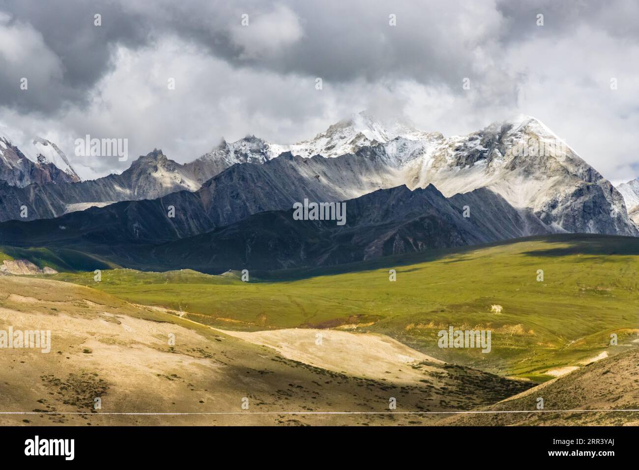 Dark Clouds HImalayan Mountains and Road to Korala Border between Tibet ...