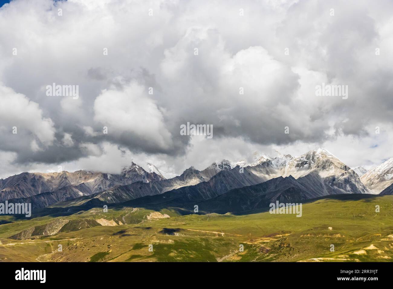 Dark Clouds HImalayan Mountains and Road to Korala Border between Tibet ...