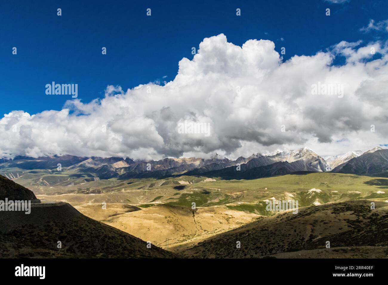 Dark Clouds HImalayan Mountains and Road to Korala Border between Tibet ...