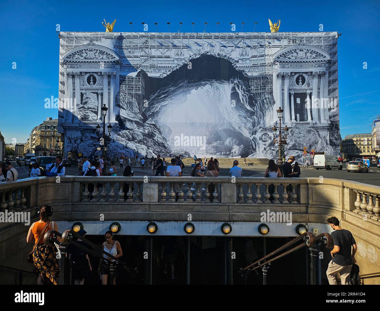 Paris, France on September 6, 2023. Artist JR covers the facade of the ...