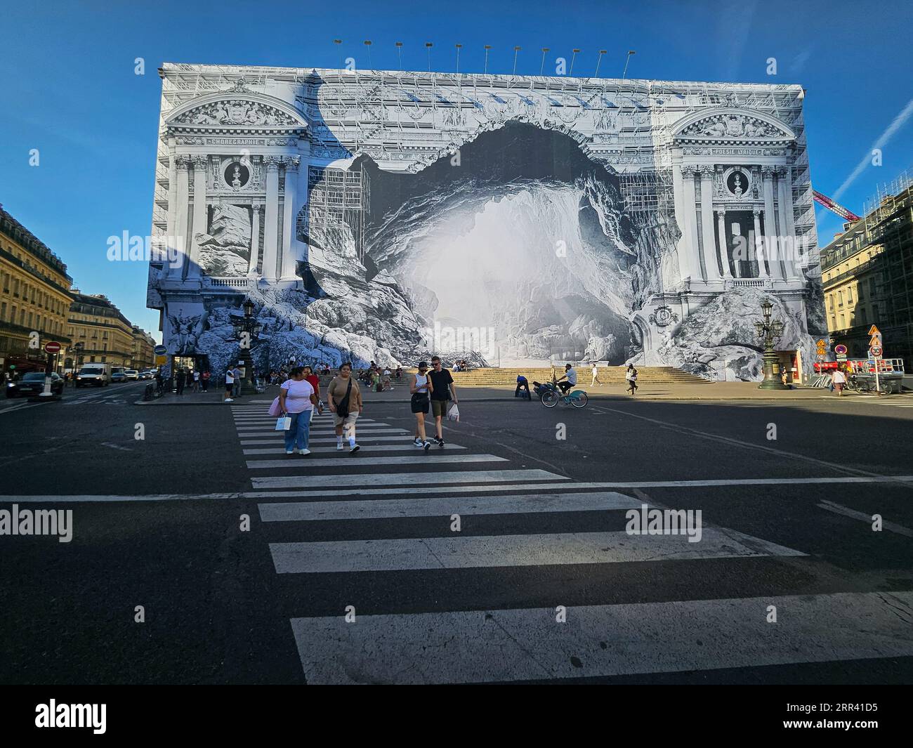 Paris, France on September 6, 2023. Artist JR covers the facade of the ...