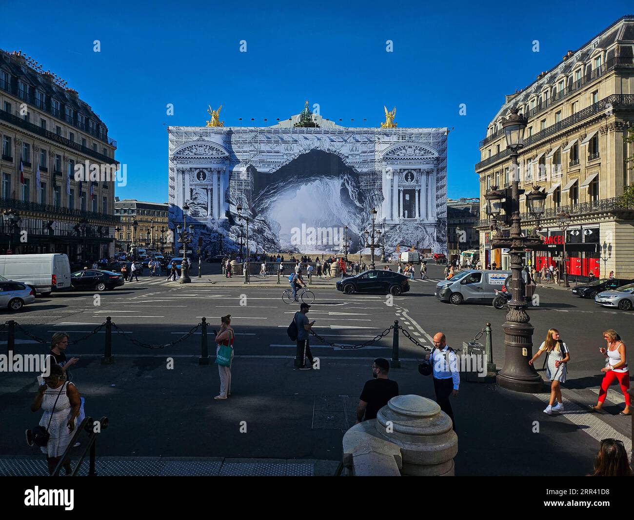Paris, France on September 6, 2023. Artist JR covers the facade of the ...