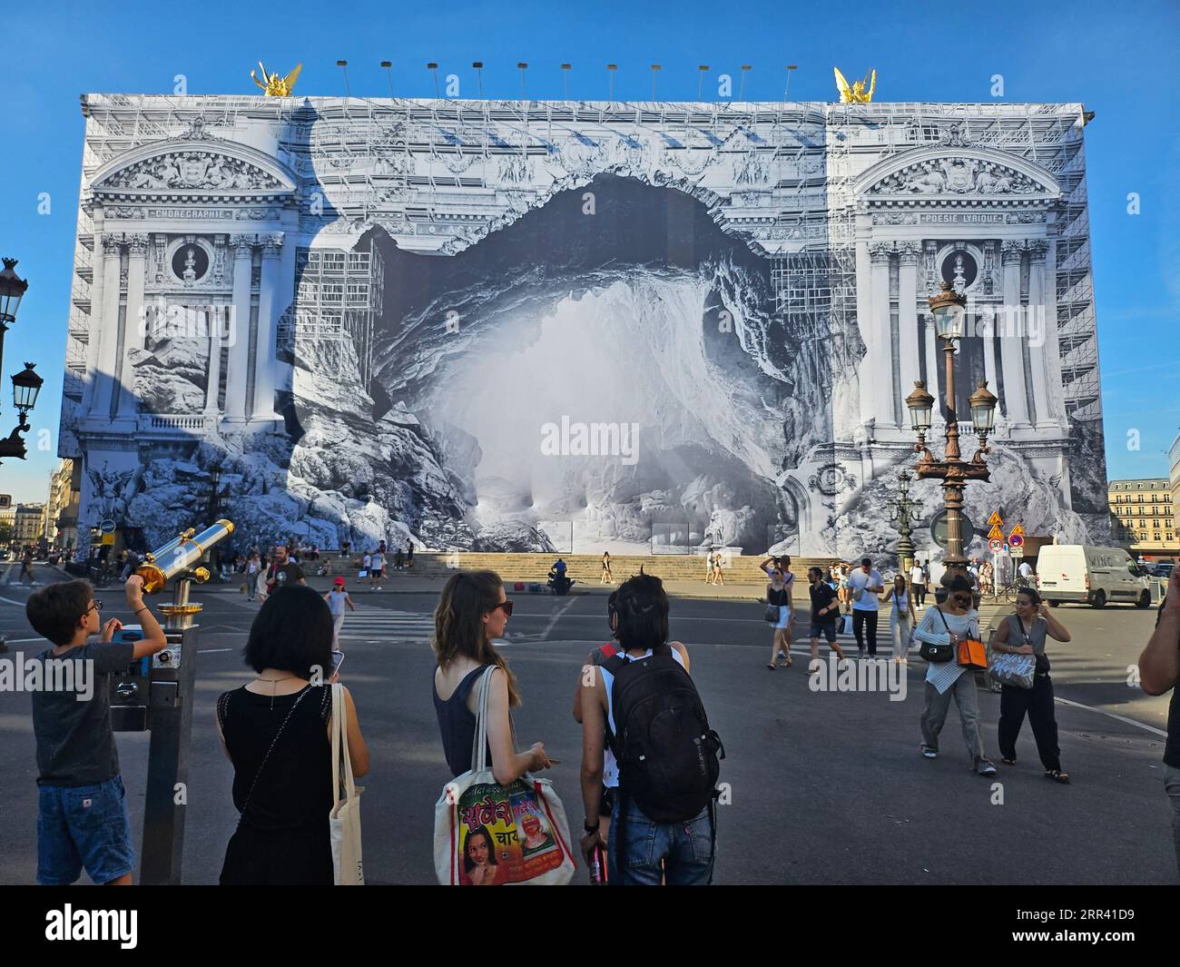 Paris, France on September 6, 2023. Artist JR covers the facade of the ...