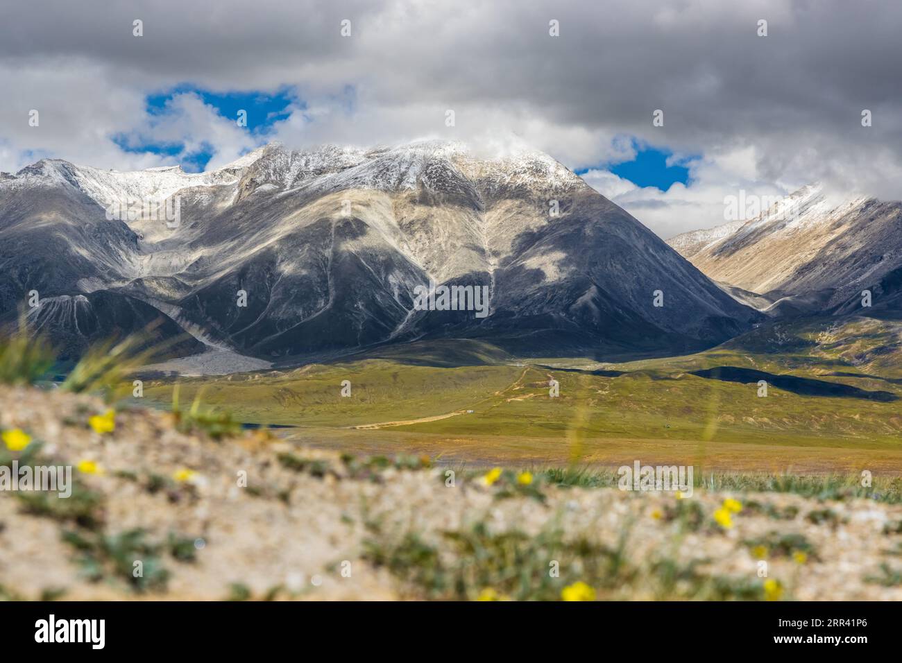 Dark Clouds HImalayan Mountains and Road to Korala Border between Tibet ...