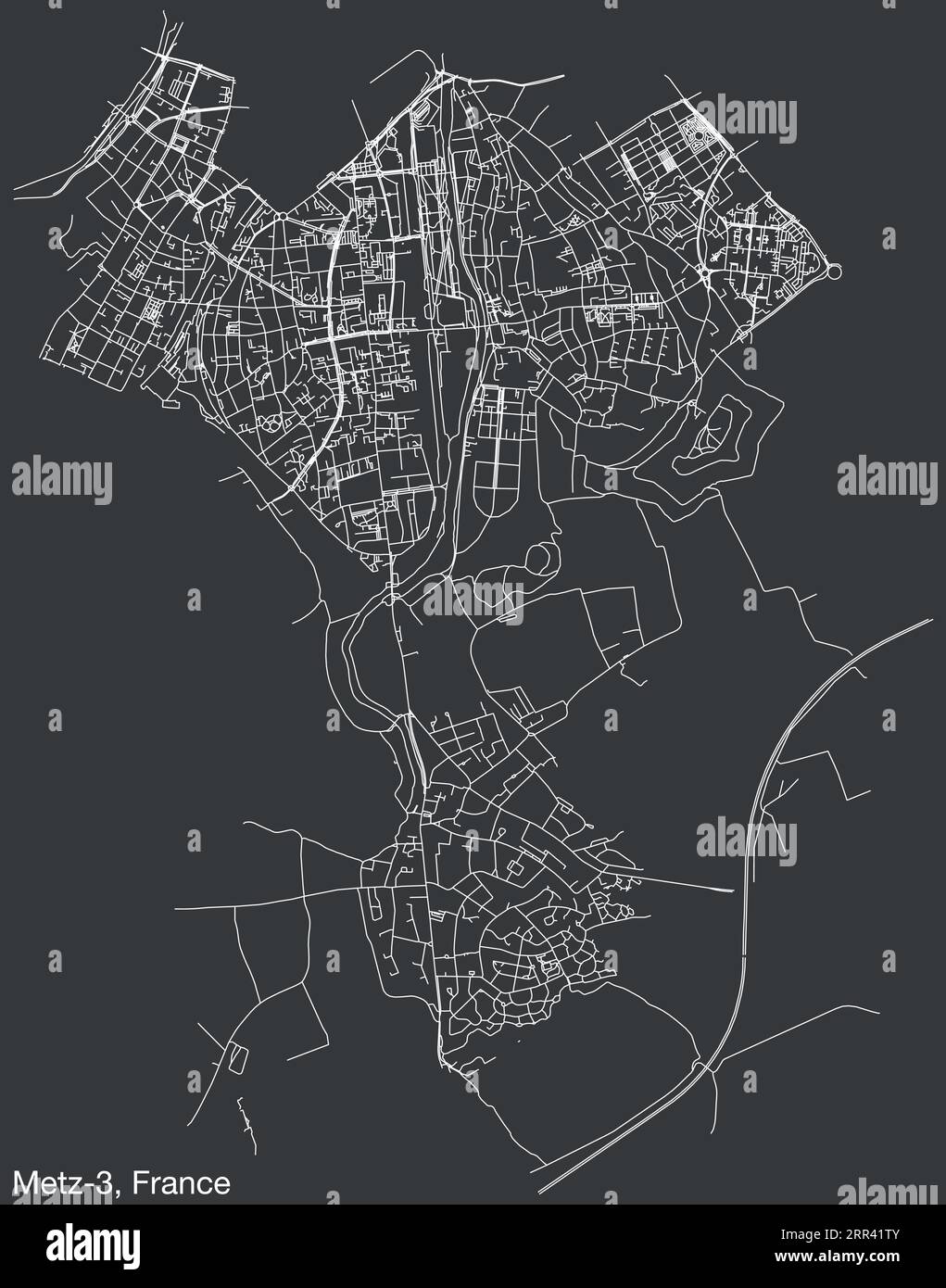 Street roads map of the METZ-3 CANTON, METZ Stock Vector Image & Art ...