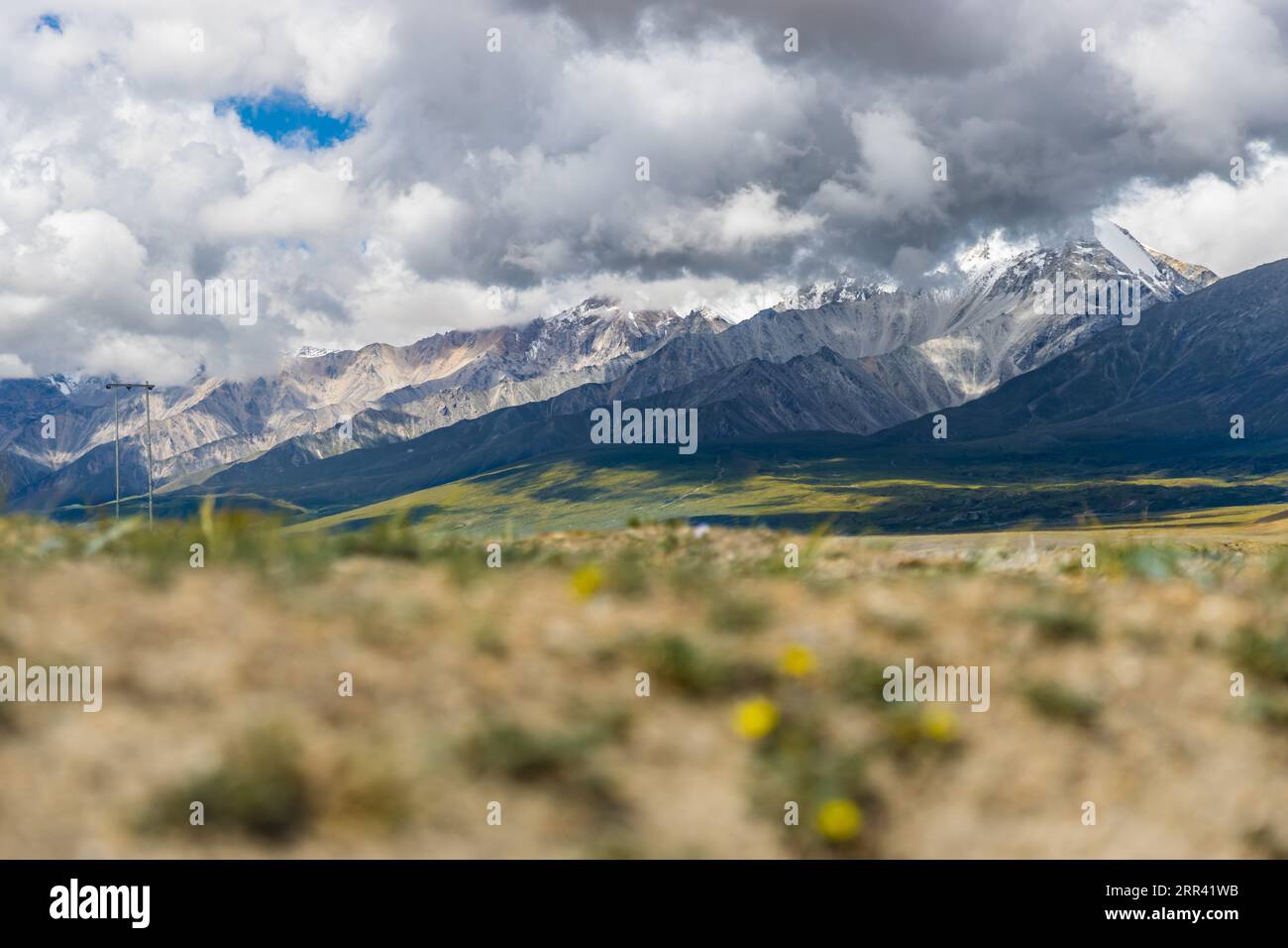 Dark Clouds HImalayan Mountains and Road to Korala Border between Tibet ...