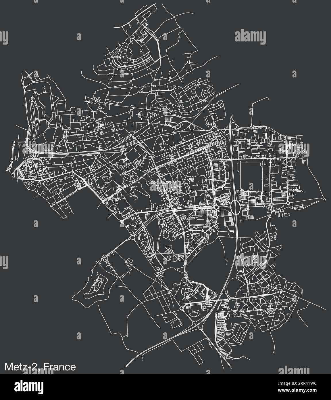 Street roads map of the METZ-2 CANTON, METZ Stock Vector Image & Art ...