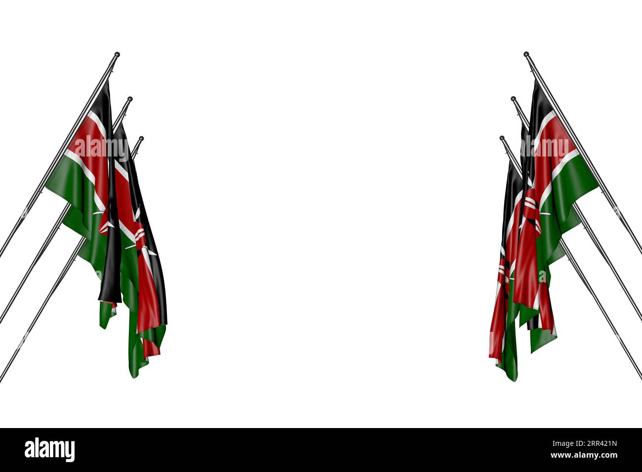 cute many Kenya flags hangs on in corner poles from left and right ...