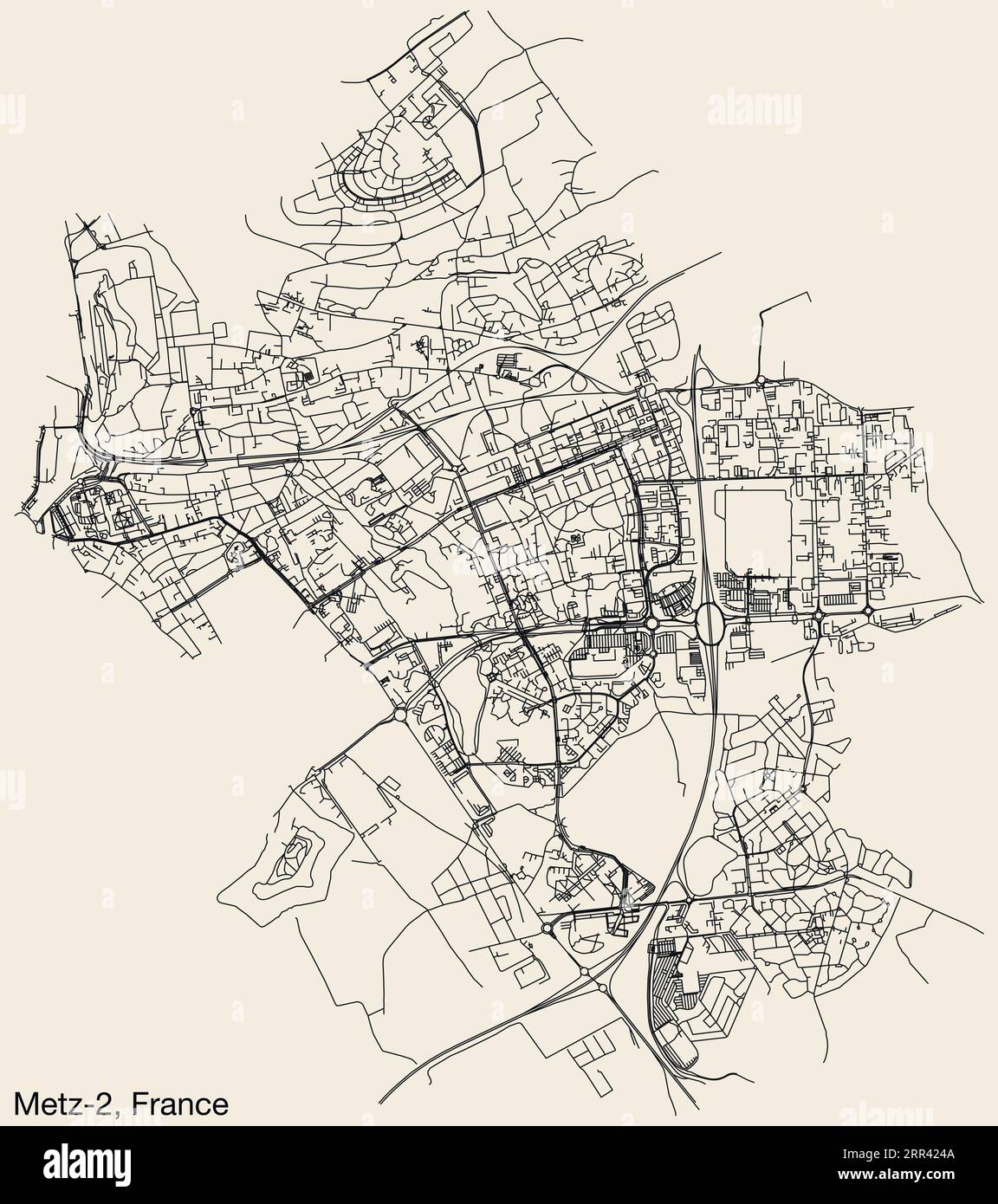 Street roads map of the METZ-2 CANTON, METZ Stock Vector Image & Art ...
