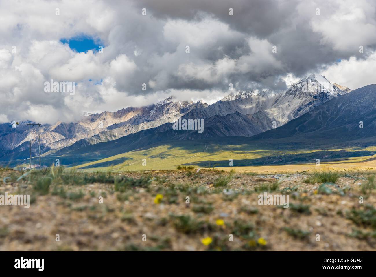 Dark Clouds HImalayan Mountains and Road to Korala Border between Tibet ...