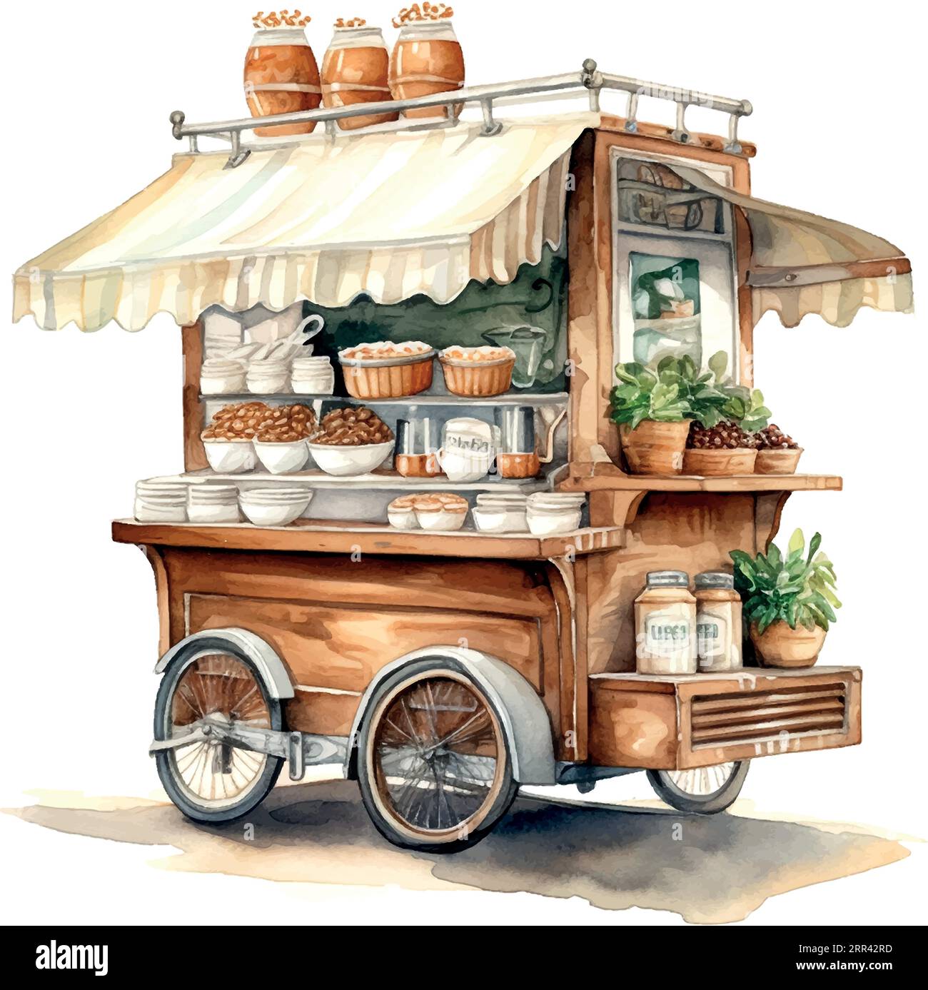 Watercolor coffee cart watercolor for decoration design Stock Vector ...